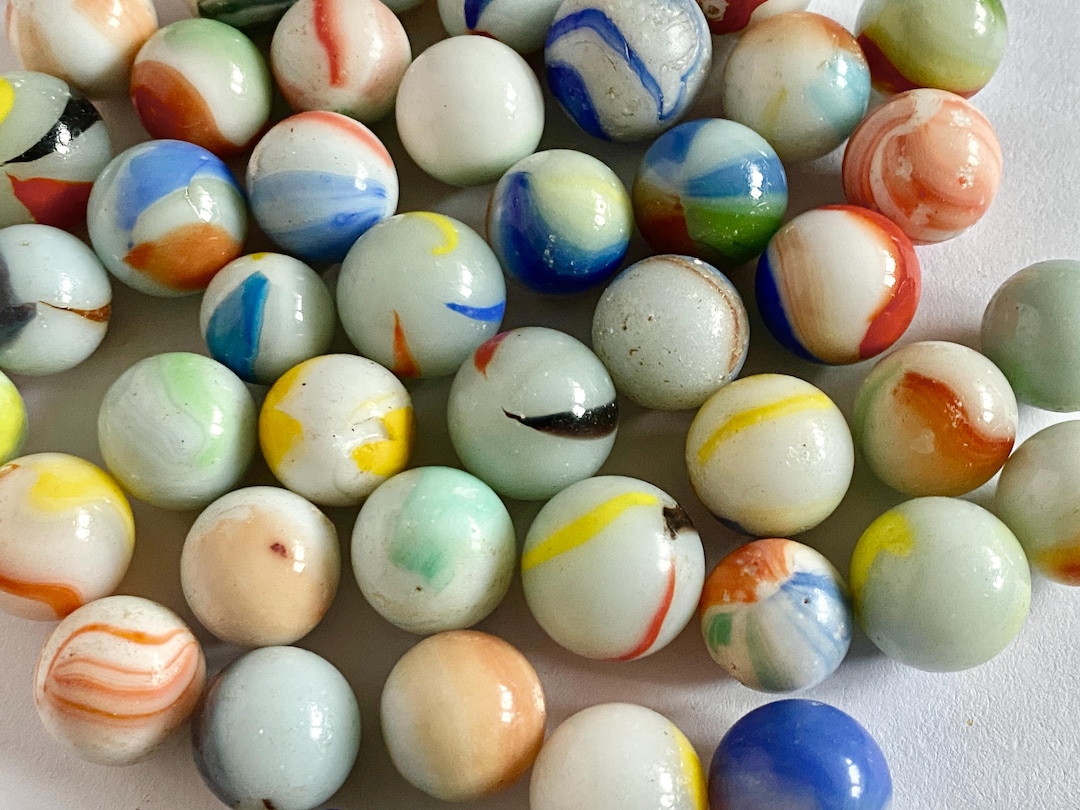 50 Milk Glass Marbles. Real Glass and Vintage From Holland, Used but in ...