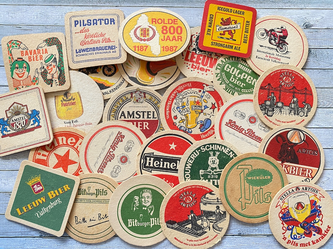 25 Vintage Beer Coasters, Made From Cardboard Dutch German Belgian and ...