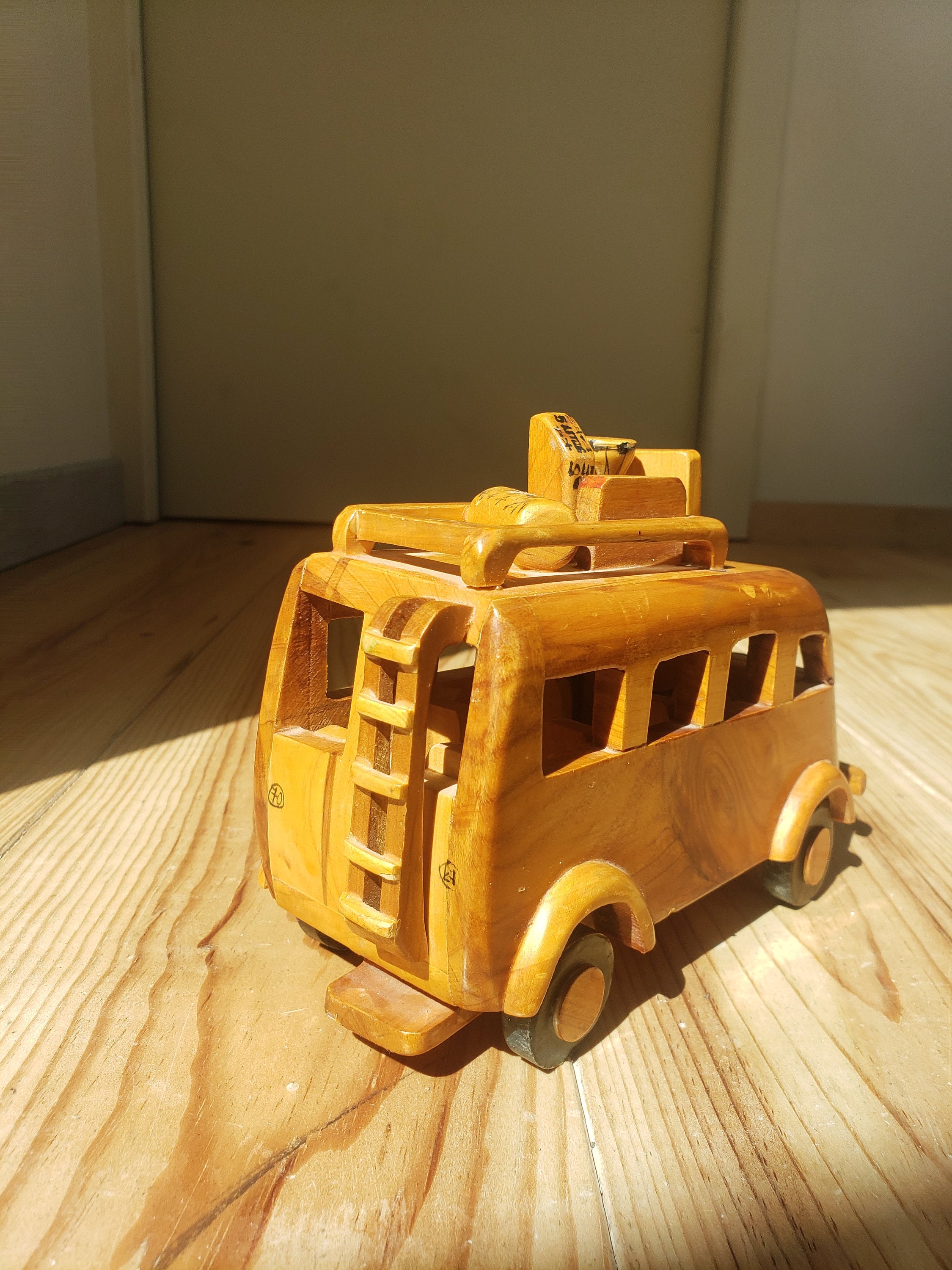 Wooden Bus Vintage Toy Carved Bus Antique French Toy Bus Decoration ...
