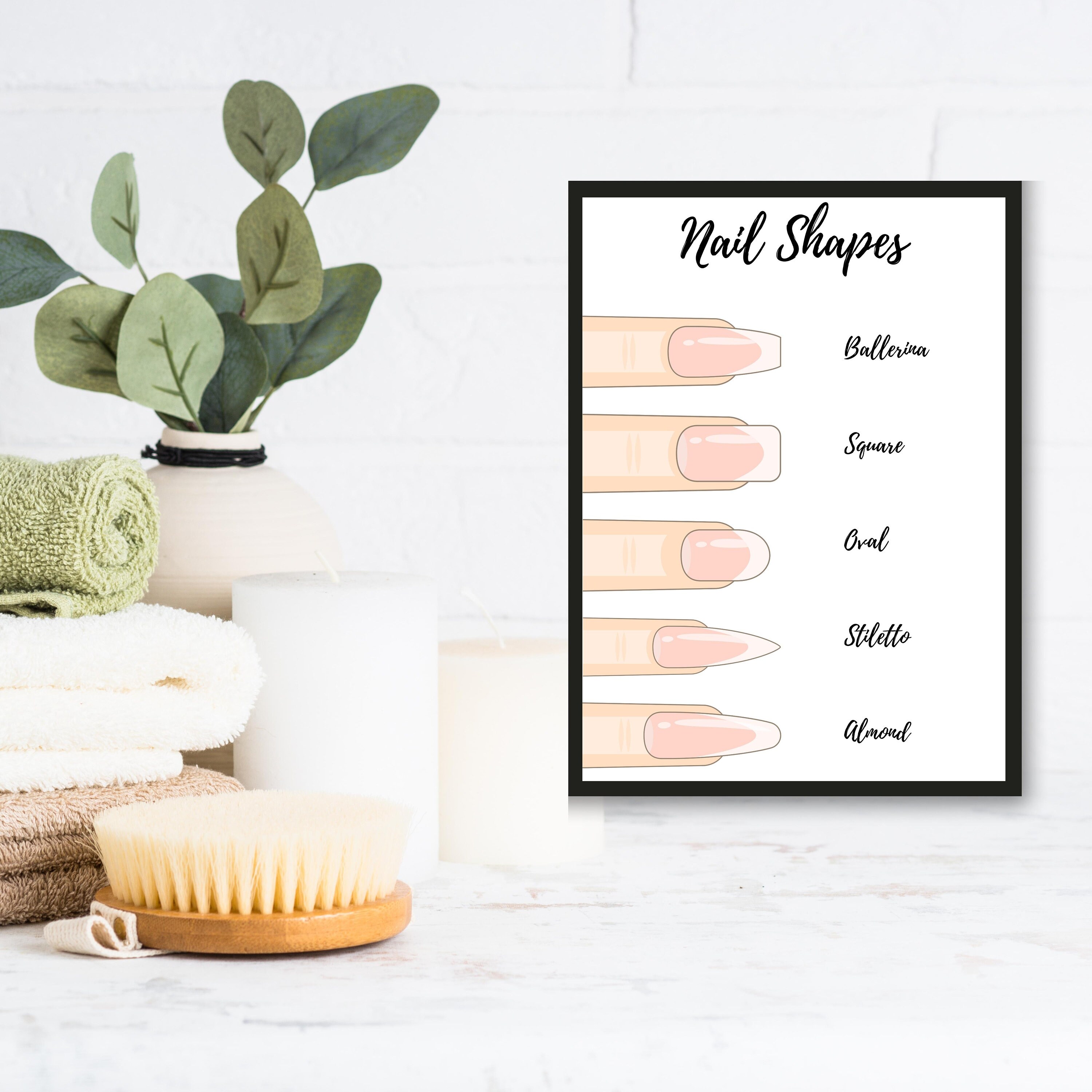 Nail Shape Poster or Sign for Tech Salon, Wall Decor Sign , Manicure ...