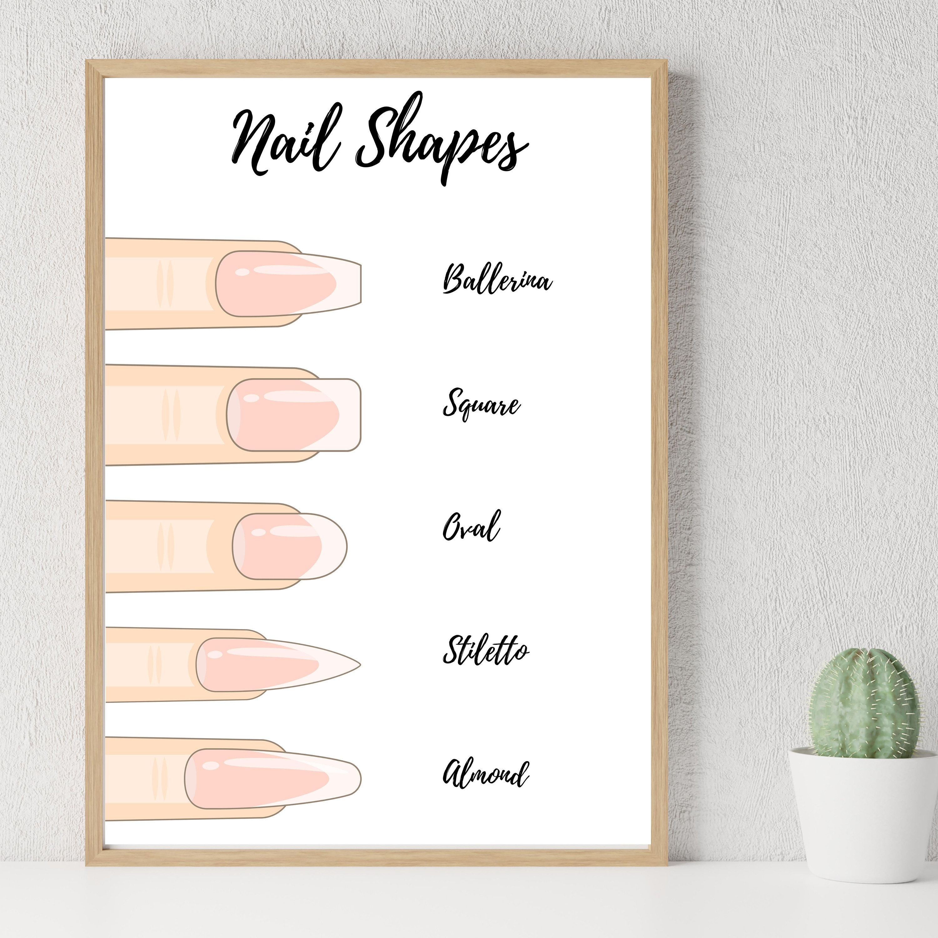 Nail Shape Poster or Sign for Tech Salon, Wall Decor Sign , Manicure ...