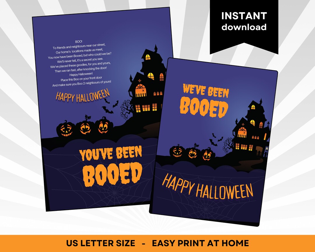 Youve Been Booed Printable for Halloween Game Sign, Weve Been Booed ...
