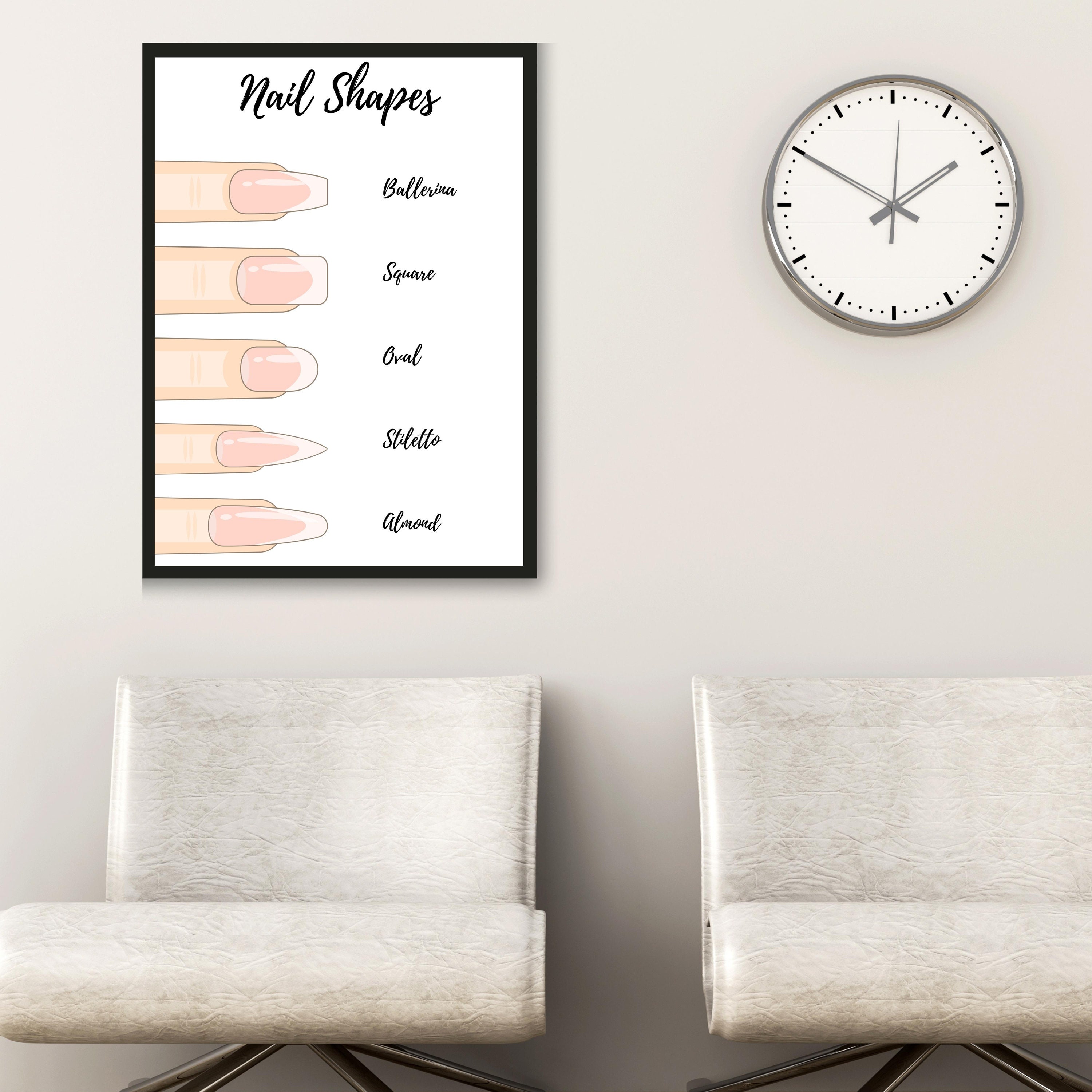 Nail Shape Poster or Sign for Tech Salon, Wall Decor Sign , Manicure ...