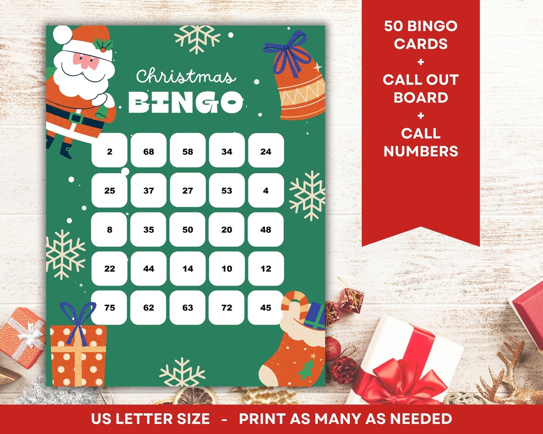 Bingo de Navidad, Tarjetas de bingo imprimibles de Navidad, Juego ...