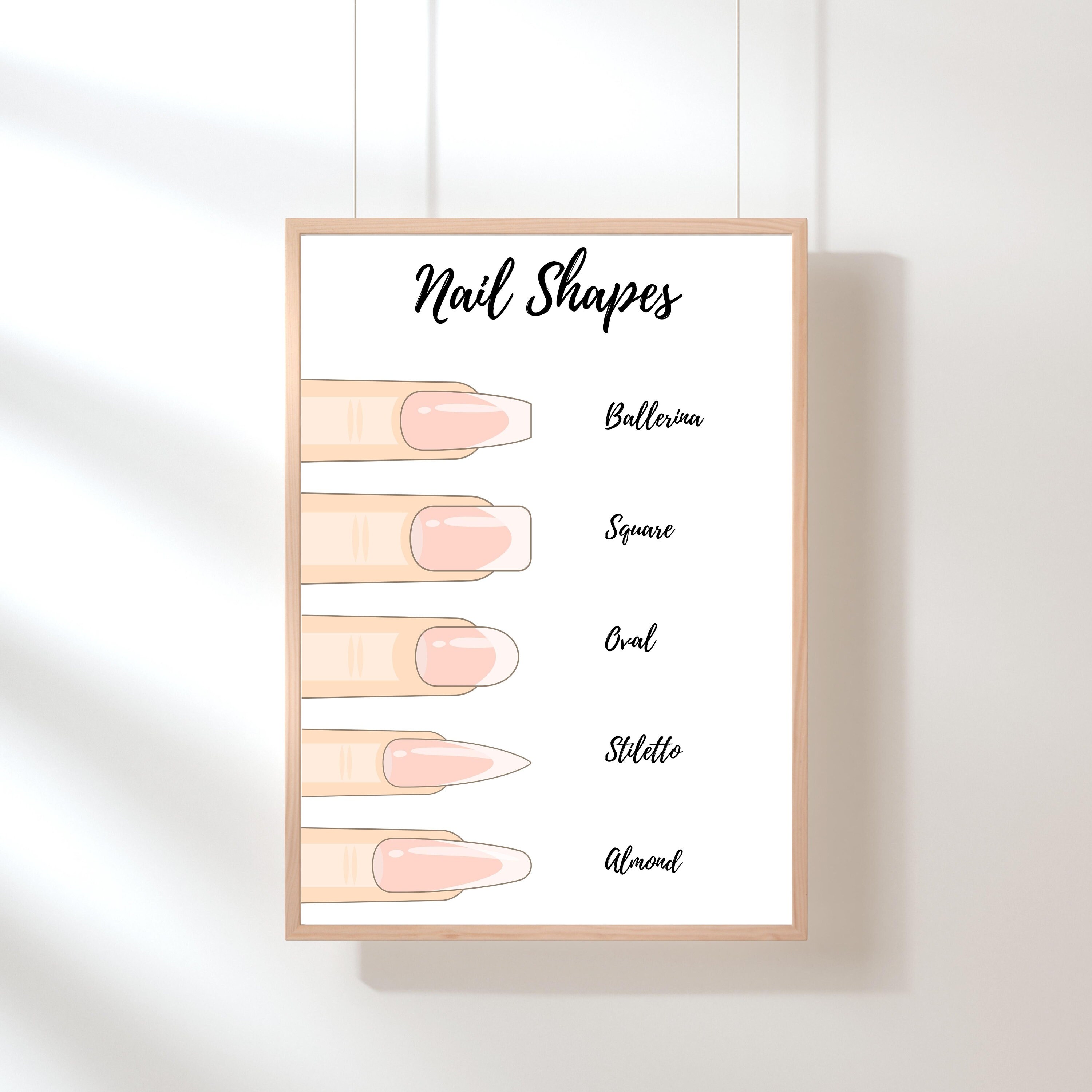 Nail Shape Poster or Sign for Tech Salon, Wall Decor Sign , Manicure ...
