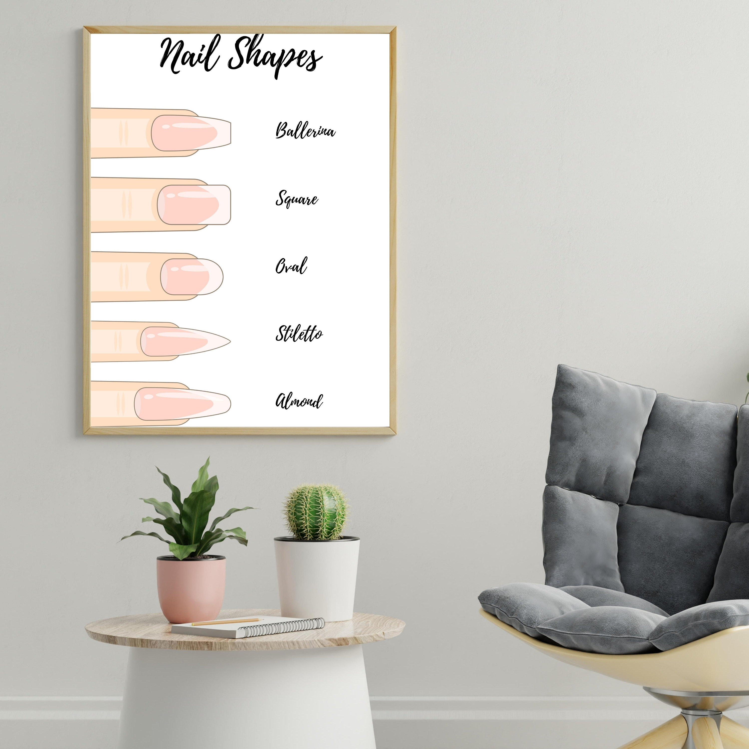 Nail Shape Poster or Sign for Tech Salon, Wall Decor Sign , Manicure ...
