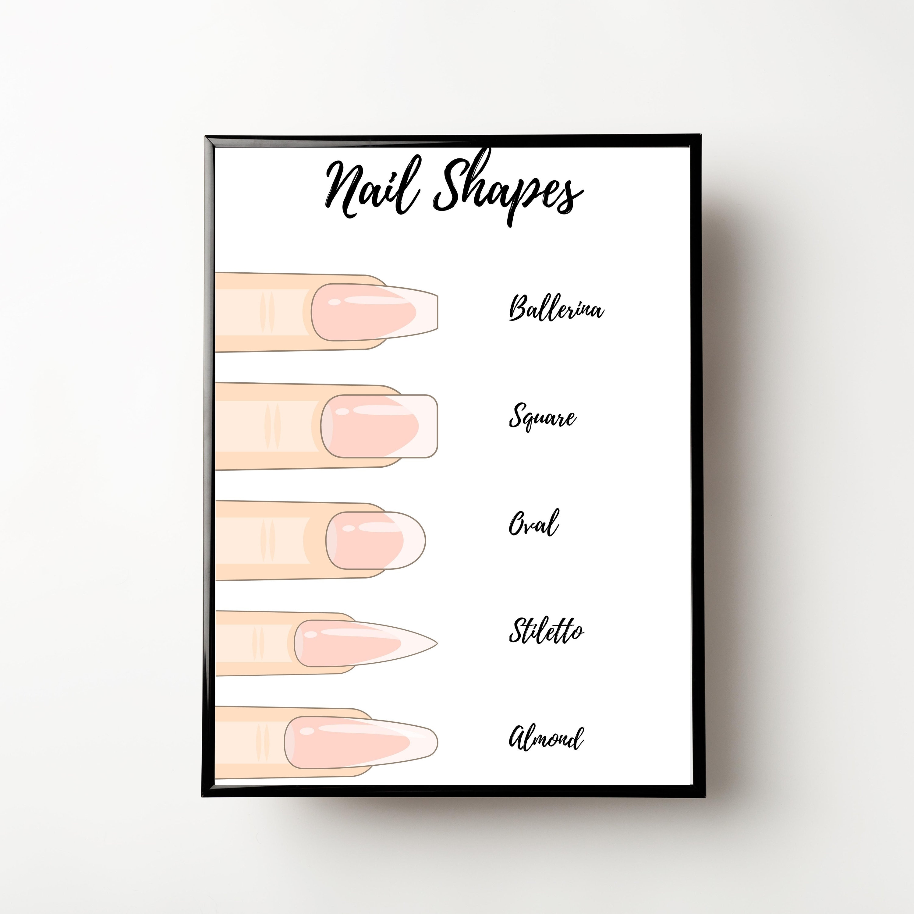 Nail Shape Poster or Sign for Tech Salon, Wall Decor Sign , Manicure ...