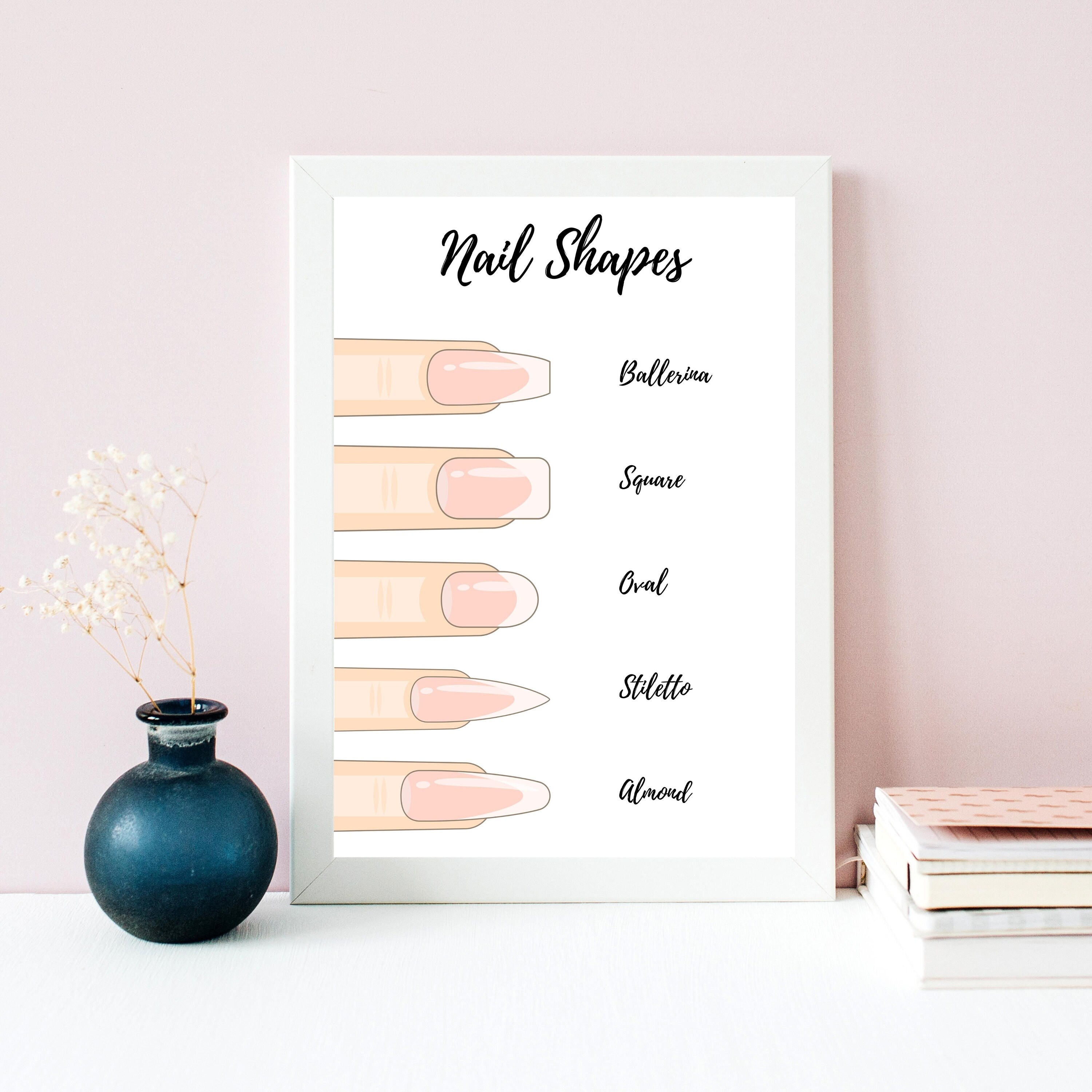 Nail Shape Poster or Sign for Tech Salon, Wall Decor Sign , Manicure ...
