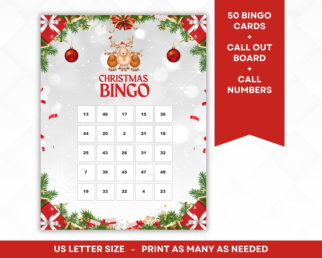 Christmas Bingo Cards Christmas Printable Fun Game Party - Etsy