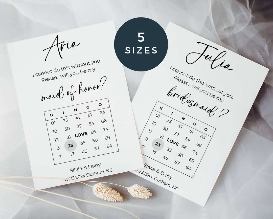 Minimalist Bingo Will You Be My Bridesmaid CANVA Template, Bridesmaid Proposal, Modern Be My ...