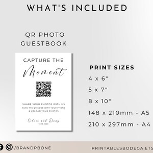 Minimalist Photo Guest Book Canva Template, QR Code Wedding Sign, Share ...