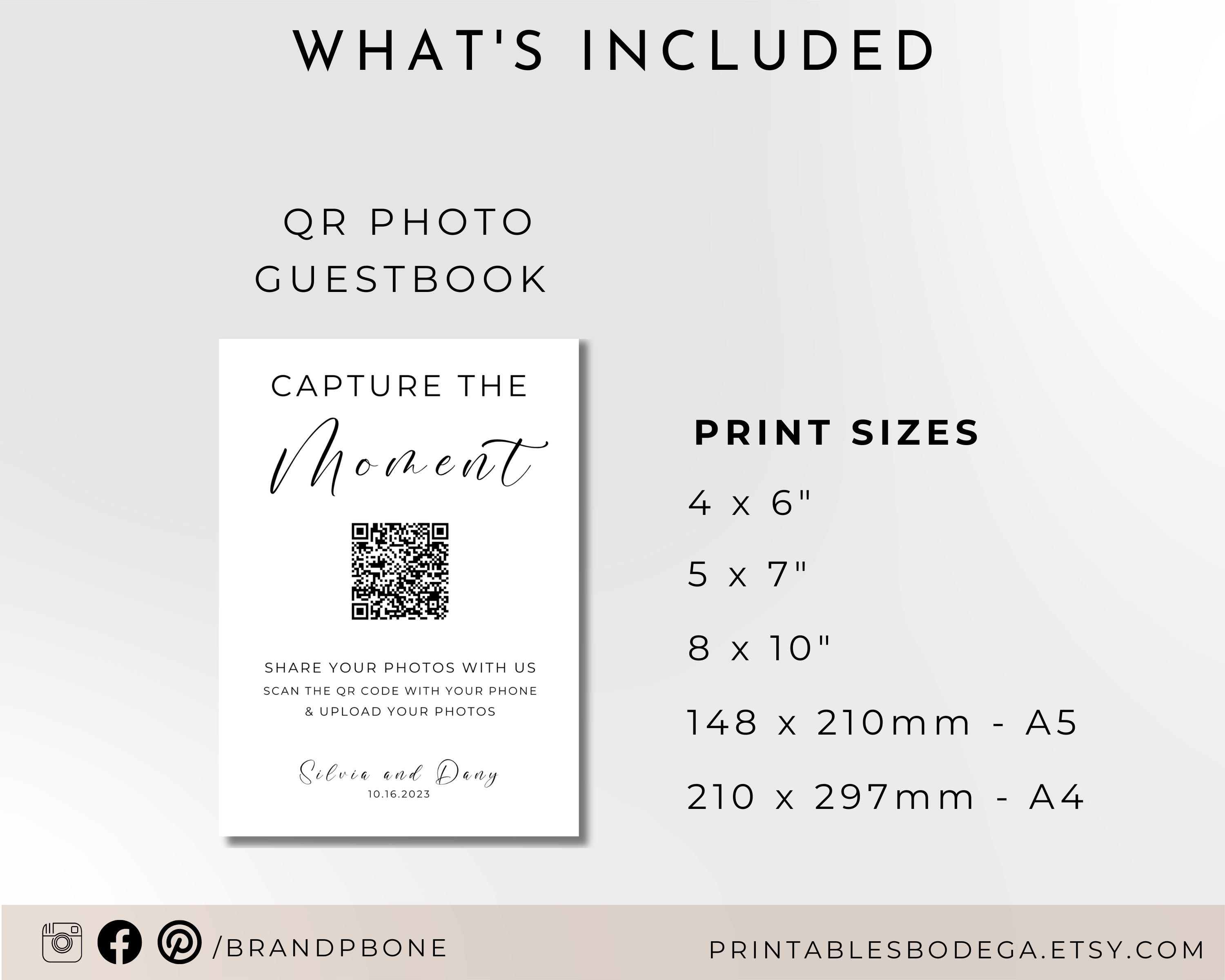 Minimalist Photo Guest Book Canva Template, QR Code Wedding Sign, Share ...
