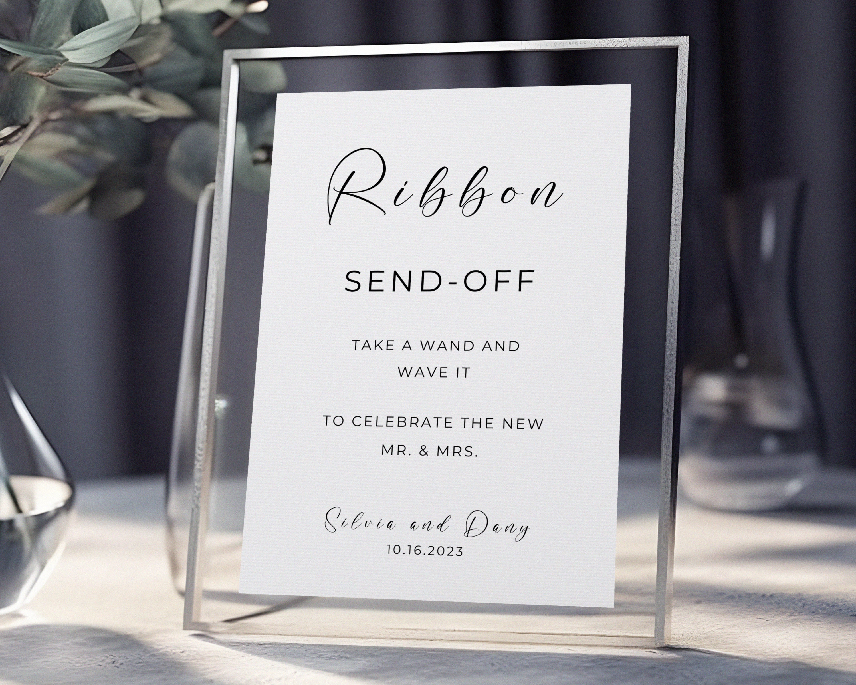 Ribbon Send off Sign Printable Minimalist Wedding Streamer - Etsy