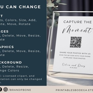 Minimalist Photo Guest Book Canva Template, QR Code Wedding Sign, Share ...