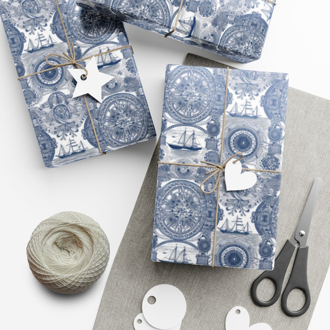 Nautical Sailing Ship Theme Gift Wrap Paper Birthday Gift Wrapping ...