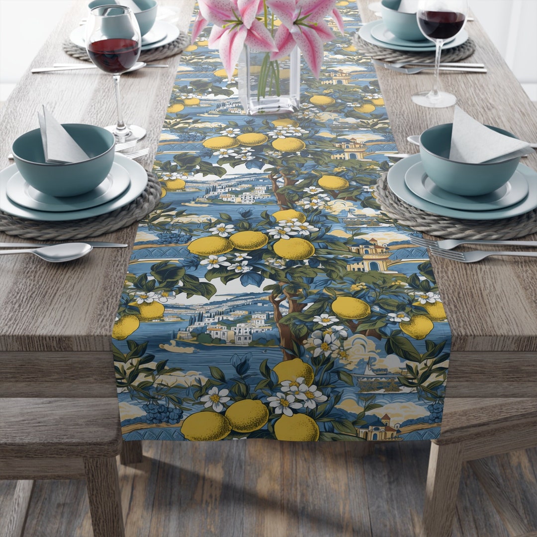 Amalfi Coast Theme Table Runner | Luxurious Dining Table Decor | Lemon ...