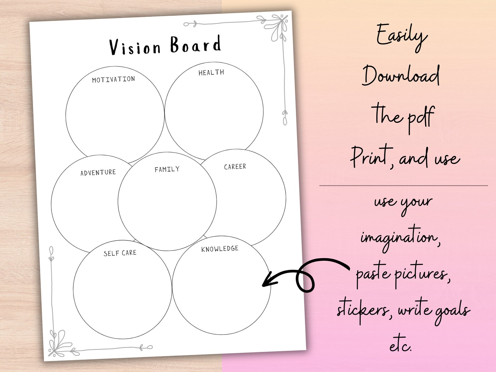 Simple Printable Vision Board Pdf Digital Download Print - Etsy