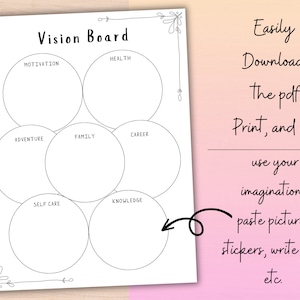 Simple Printable Vision Board | Pdf Digital Download | Print and Use ...