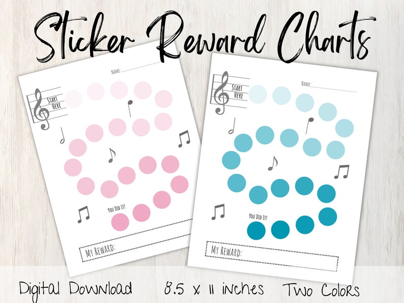 Printable Sticker Reward Charts | Piano Lessons | Music Lessons - Etsy