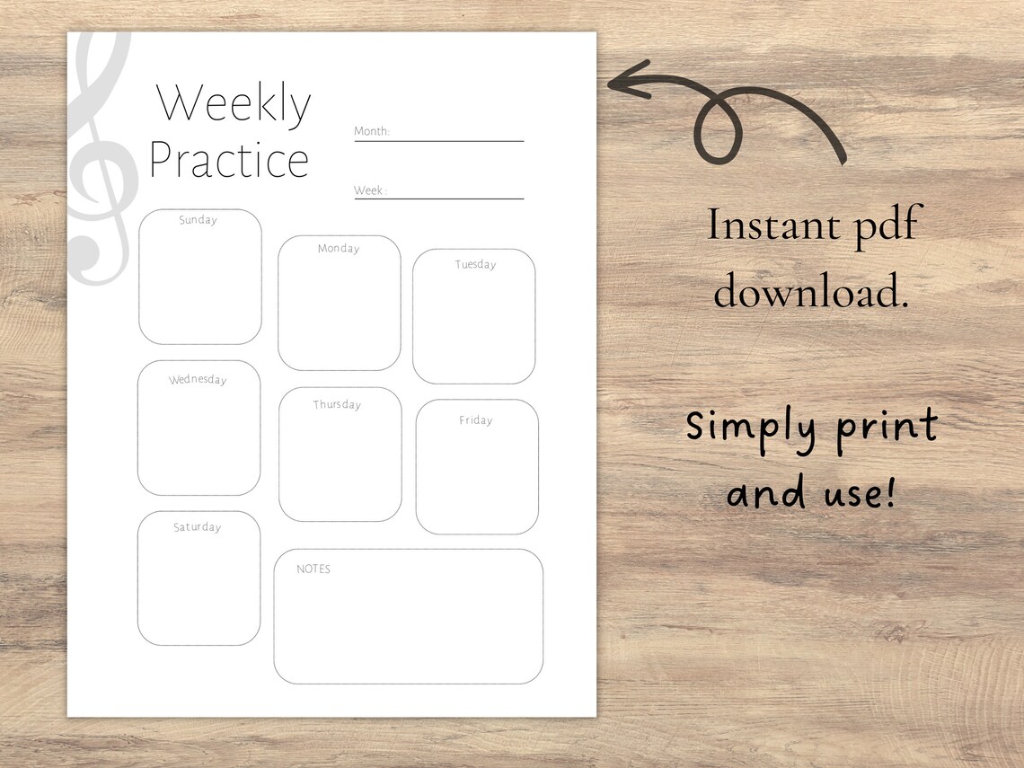 Printable Weekly Practice Chart | Digital Download | Music Practice - Etsy