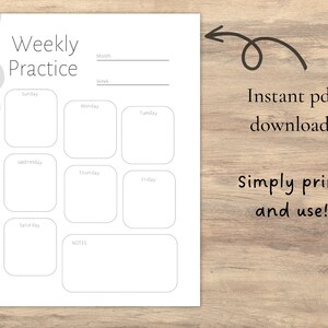 Printable Weekly Practice Chart Digital Download Music Practice - Etsy