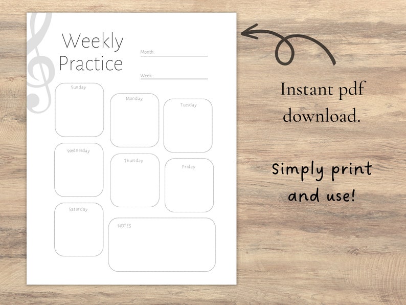 Printable Weekly Practice Chart | Digital Download | Music Practice - Etsy
