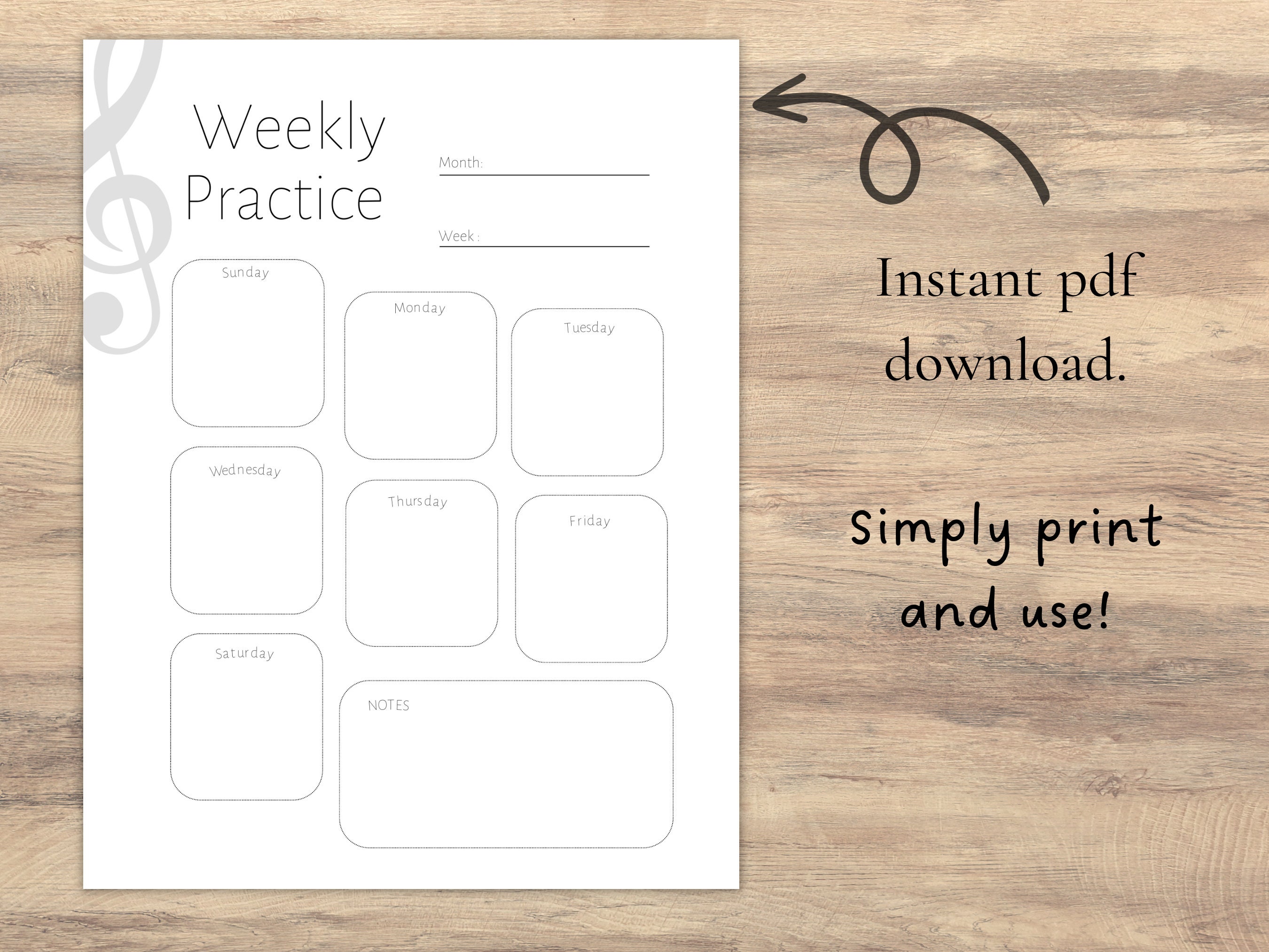 Printable Weekly Practice Chart | Digital Download | Music Practice - Etsy