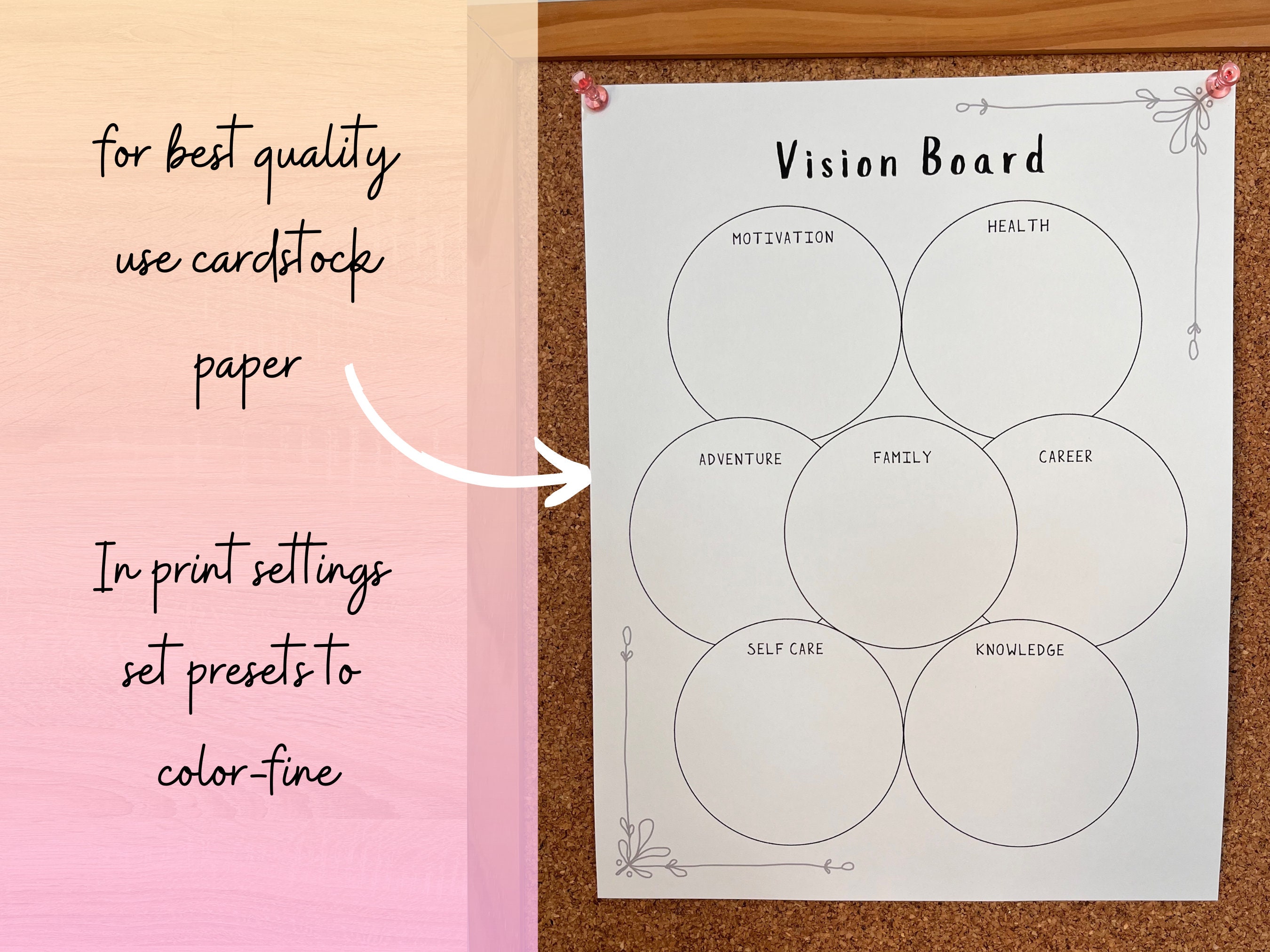 Simple Printable Vision Board | Pdf Digital Download | Print and Use ...