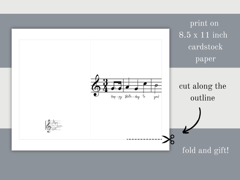 Printable Birthday Card | for Musicians | Blank Inside | Ink Friendly ...