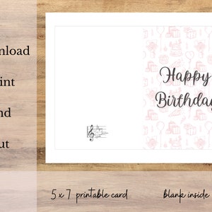 Printable Birthday Card Blank Inside Pink - Etsy