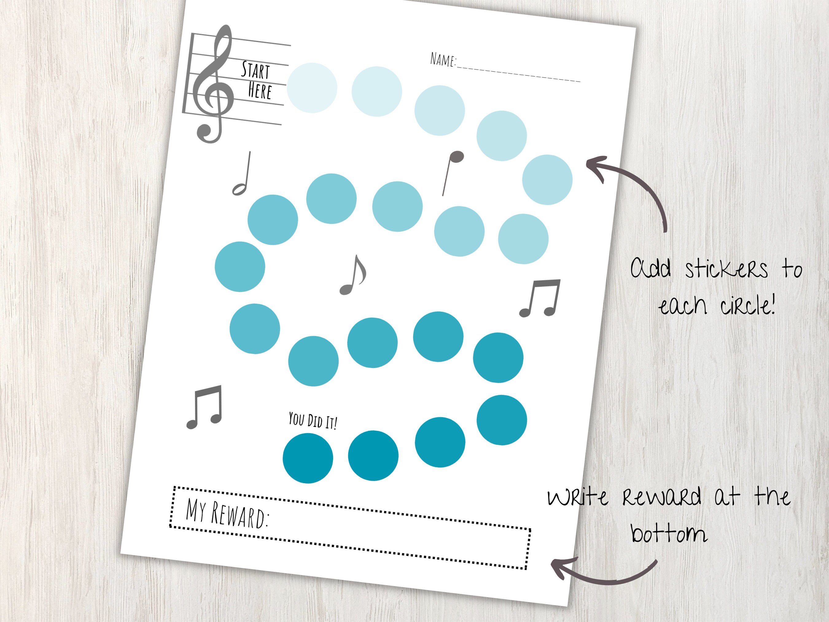 Printable Sticker Reward Charts | Piano Lessons | Music Lessons - Etsy