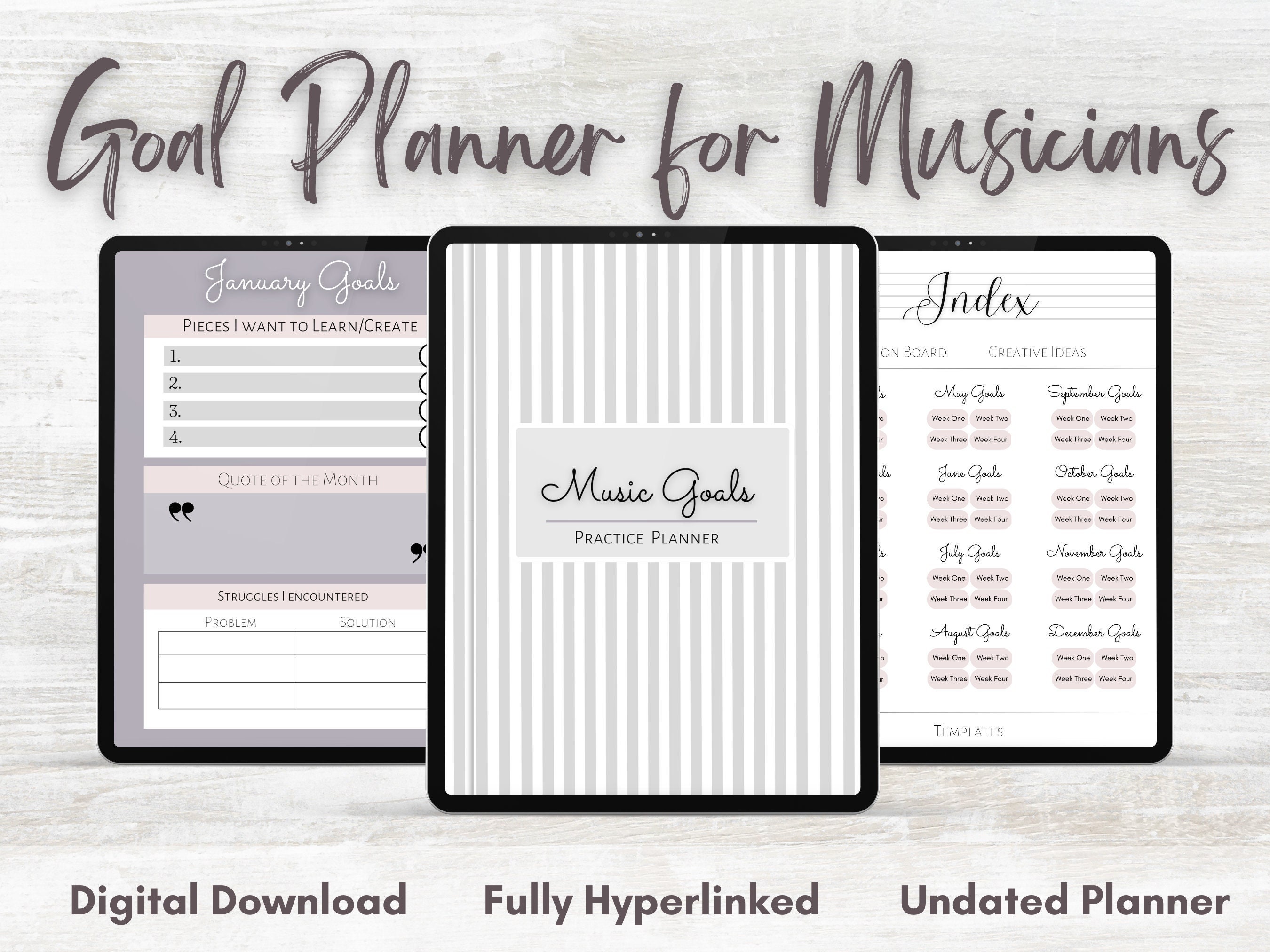 Digital Goal Planner| Music Goals| for Musicians - Etsy