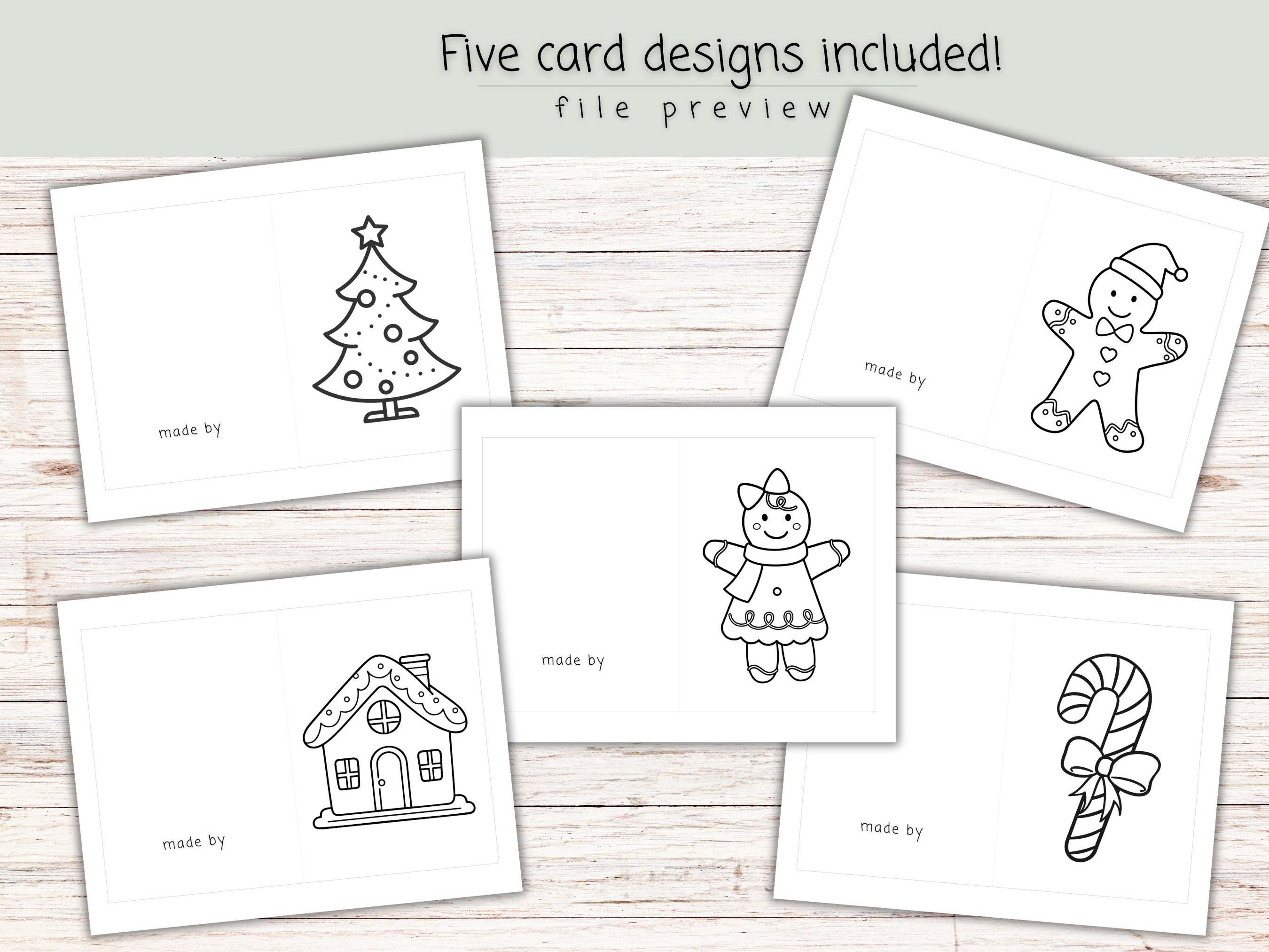 Printable Christmas Coloring Cards | Blank Inside | 5x7 Cards | Bonus ...