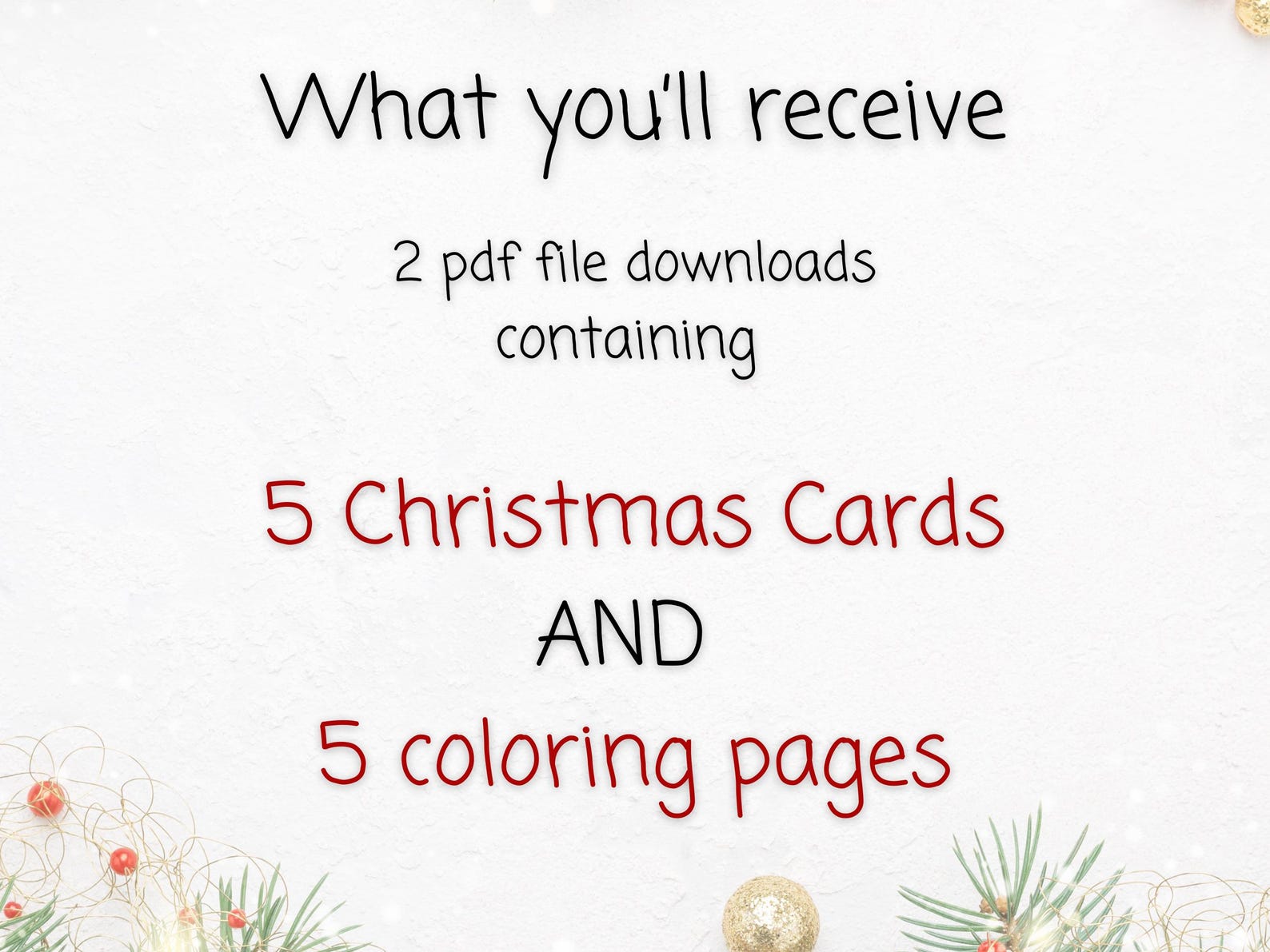 Printable Christmas Coloring Cards | Blank Inside | 5x7 Cards | Bonus ...