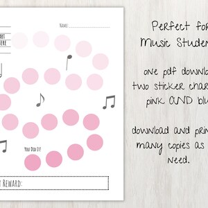 Printable Sticker Reward Charts | Piano Lessons | Music Lessons - Etsy