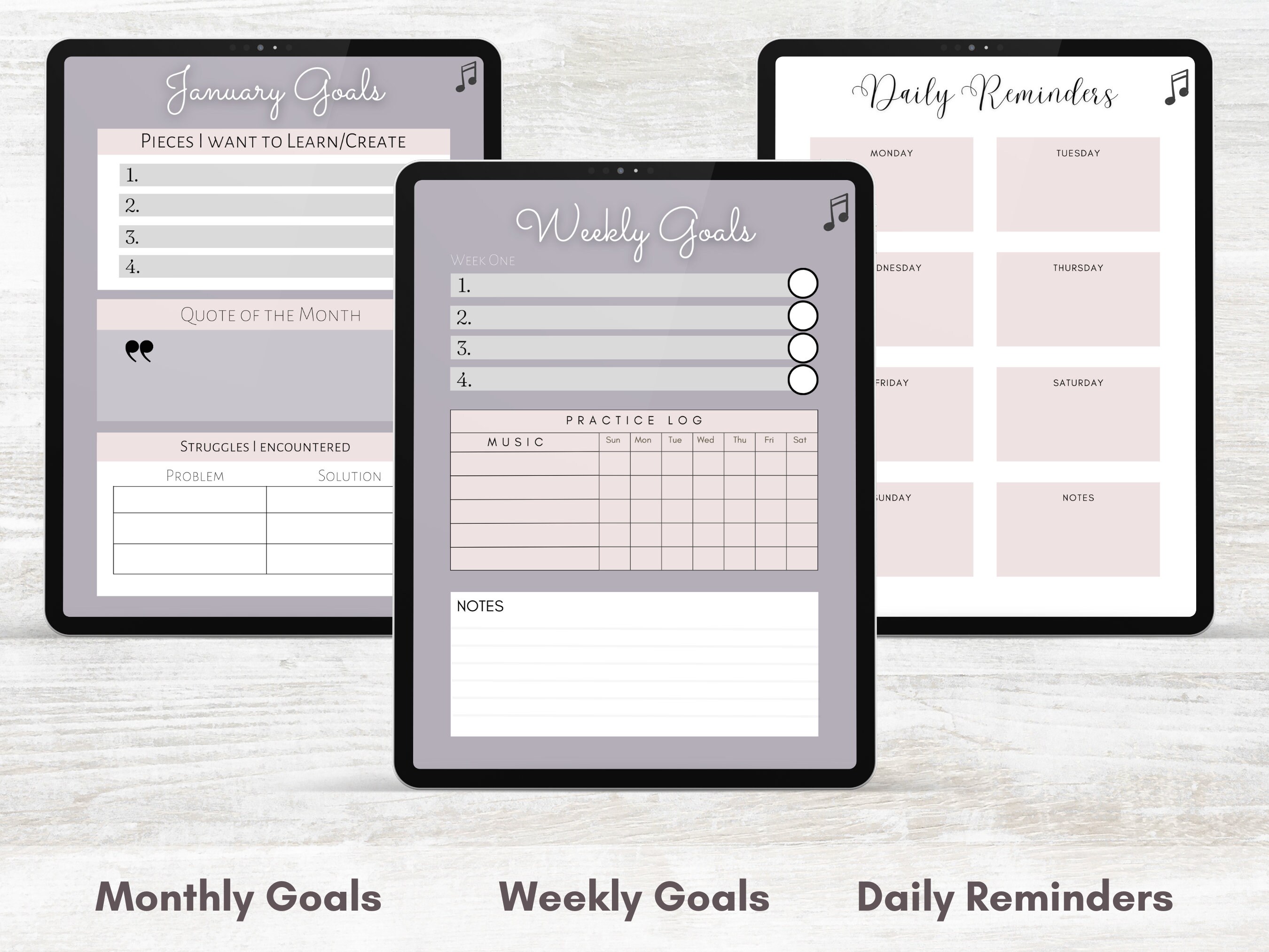 Digital Goal Planner| Music Goals| for Musicians - Etsy
