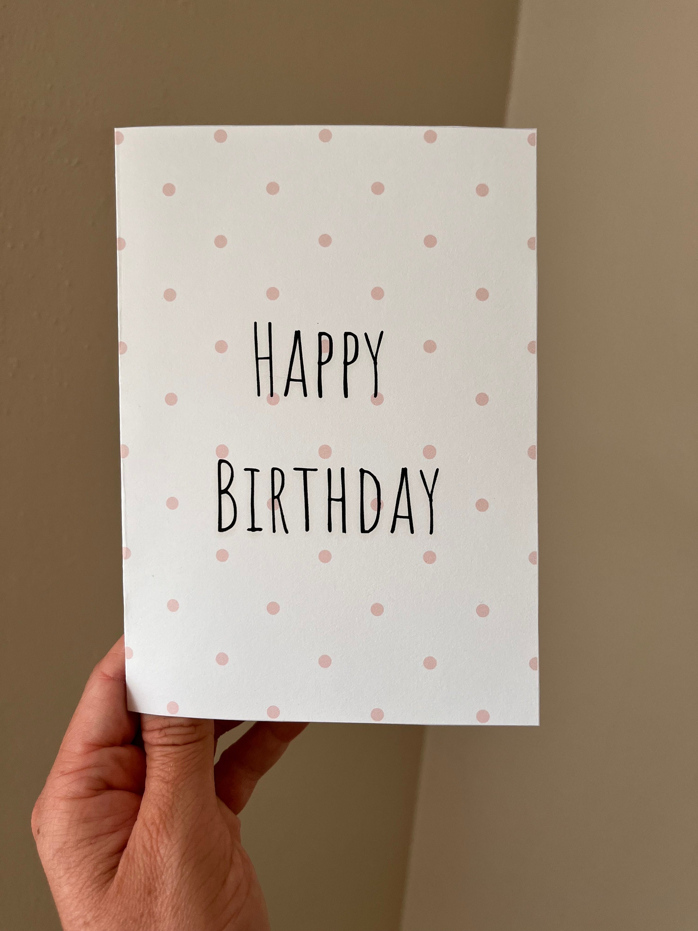 Printable Birthday Card Happy Birthday Blank Inside 5x7 Card Pink Polka ...