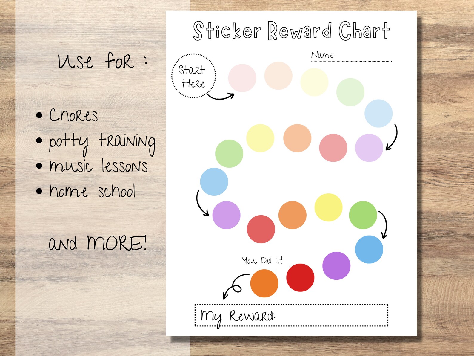 Printable Sticker Reward Charts Includes FIVE COLORS Sticker Charts for ...