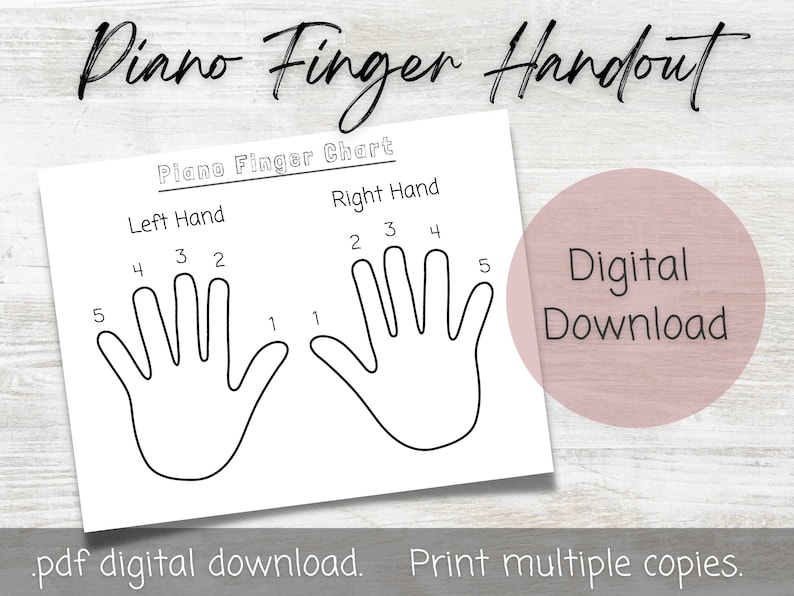 Printable Piano Finger Handout | Digital Download | 8.5 X 11 Inches - Etsy