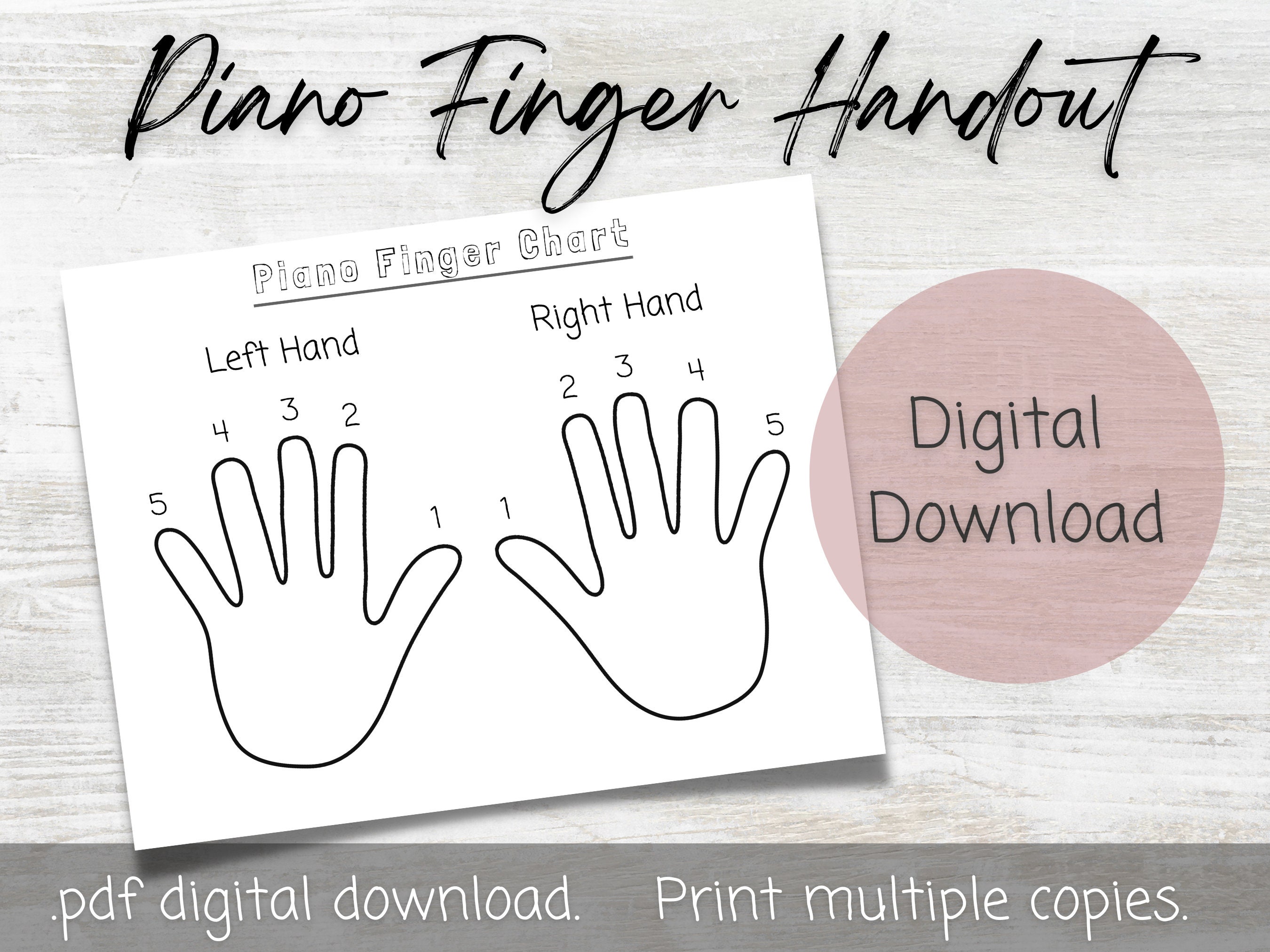 Printable Piano Finger Handout Digital Download 8.5 X 11 Inches - Etsy