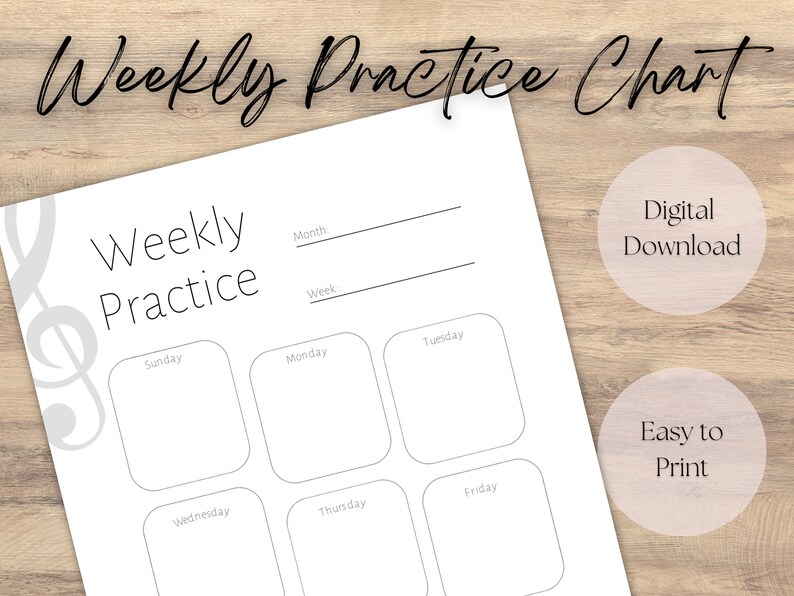 Printable Weekly Practice Chart | Digital Download | Music Practice - Etsy
