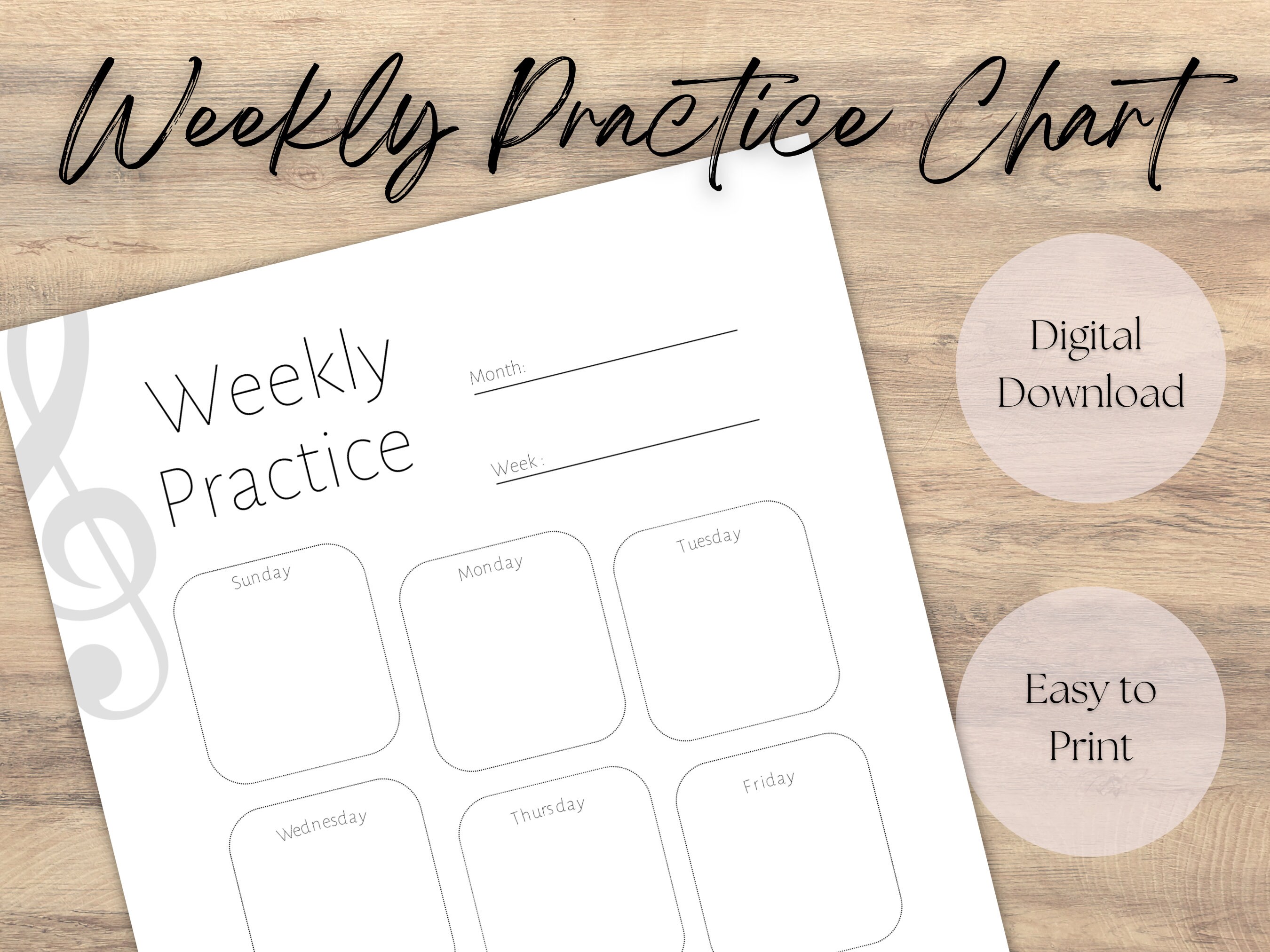 Printable Weekly Practice Chart | Digital Download | Music Practice - Etsy