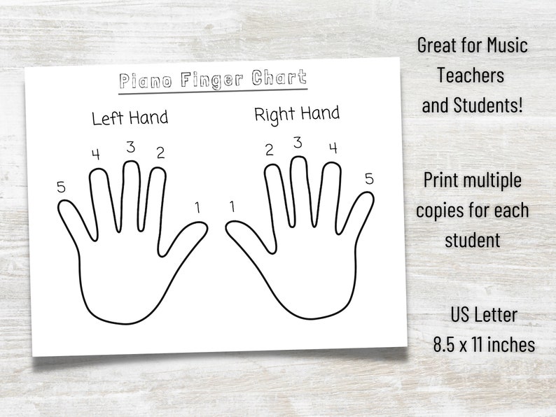 Printable Piano Finger Handout | Digital Download | 8.5 X 11 Inches - Etsy