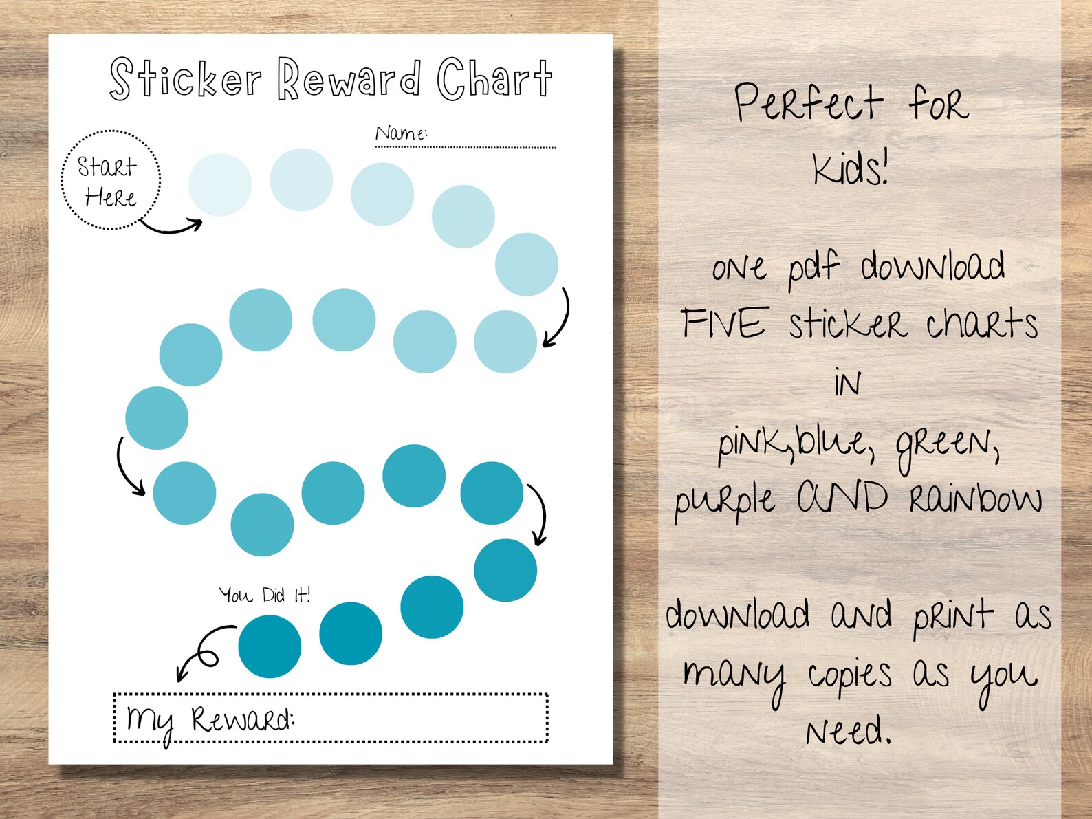 Printable Sticker Reward Charts Includes FIVE COLORS Sticker Charts for ...