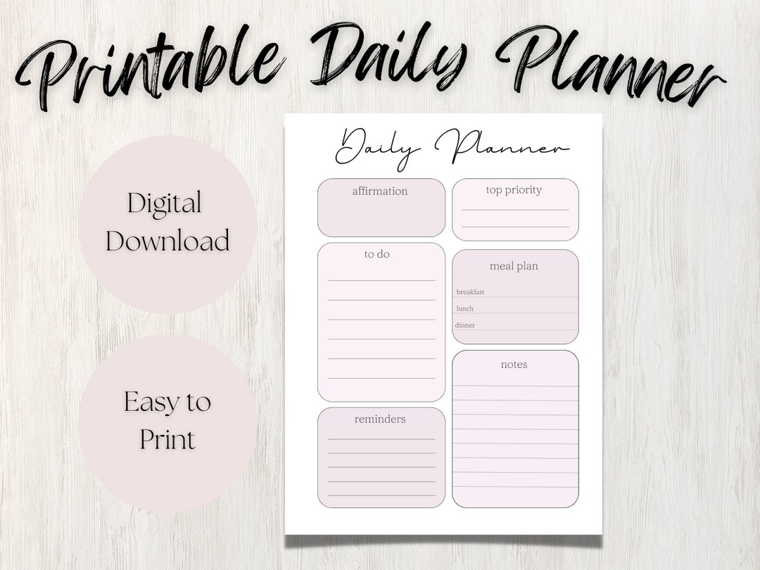 Printable Daily Planner - Etsy
