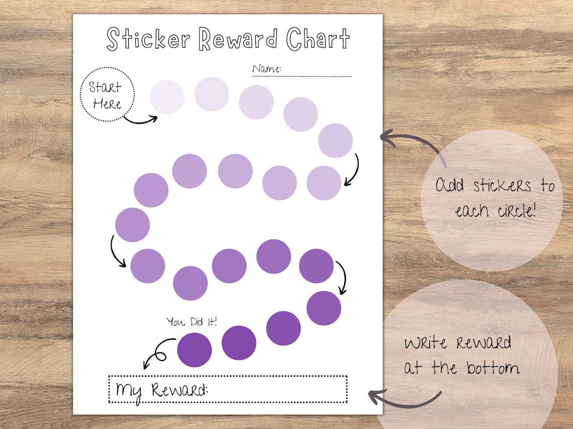 Printable Sticker Reward Charts Includes FIVE COLORS Sticker Charts for ...
