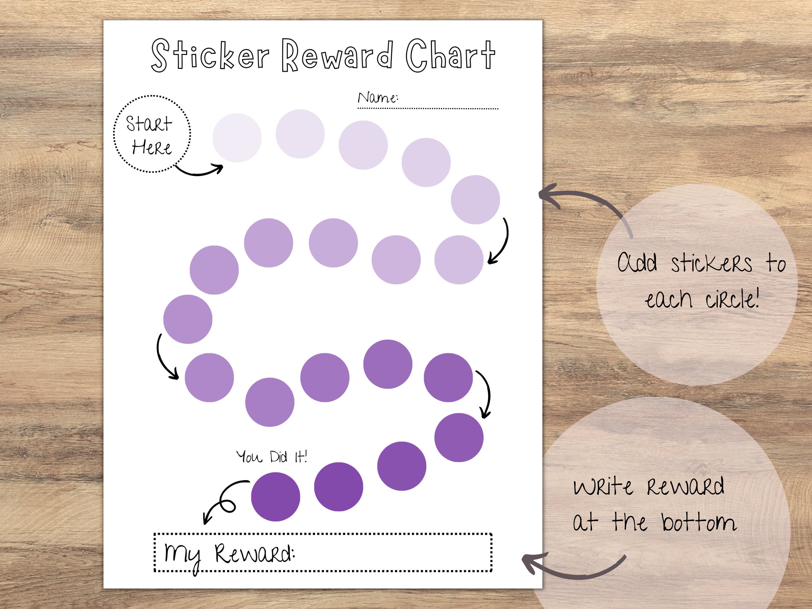 Printable Sticker Reward Charts | Includes FIVE COLORS | Sticker Charts ...