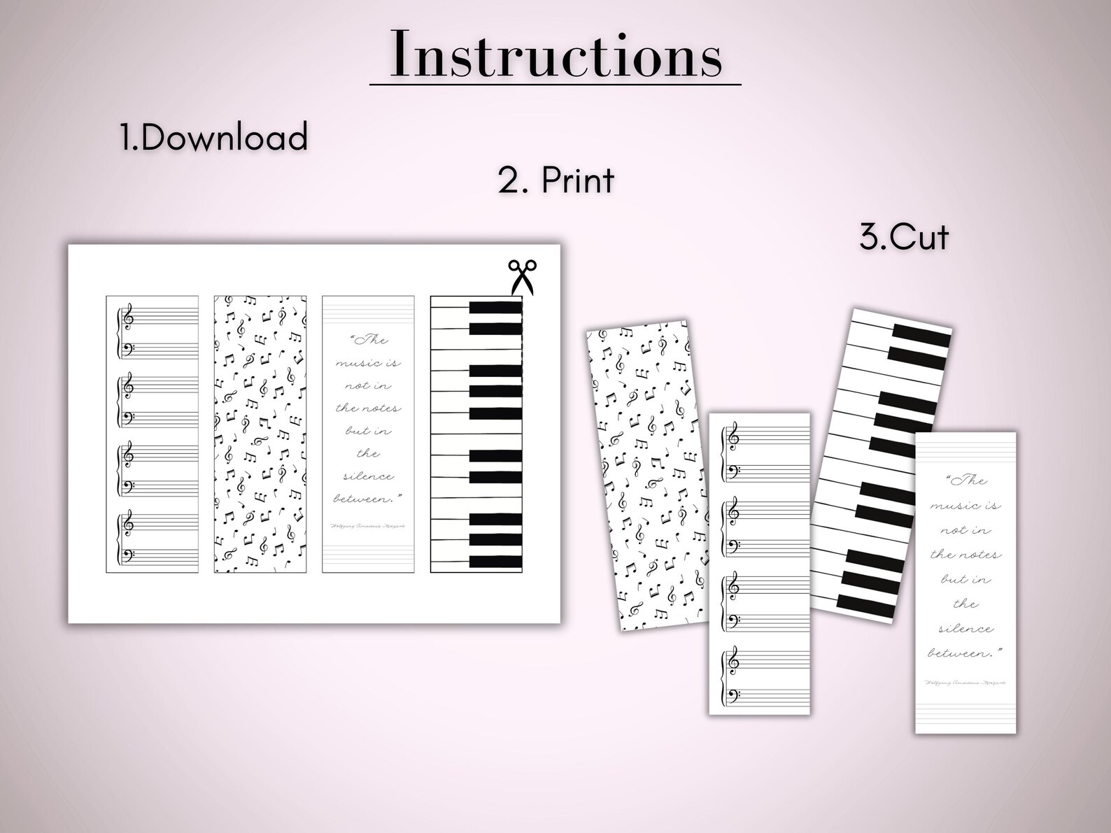 Printable Music Bookmarks | 4 Bookmarks | Print on US Letter - Etsy