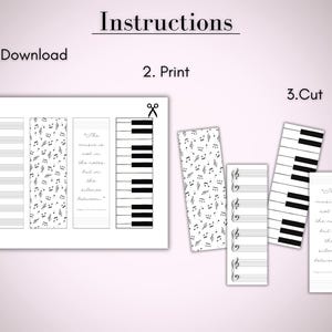 Printable Music Bookmarks | 4 Bookmarks | Print on US Letter - Etsy