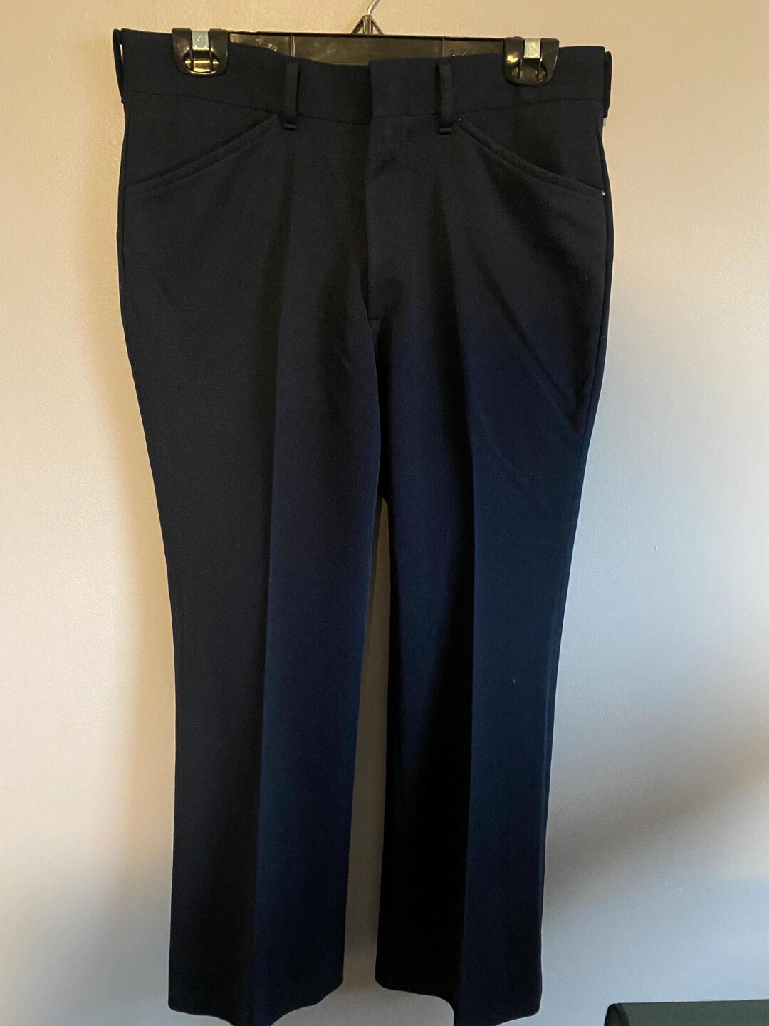Vintage Men's Pants - 1970's Retro Slacks - Dark Navy Blue Color - El ...
